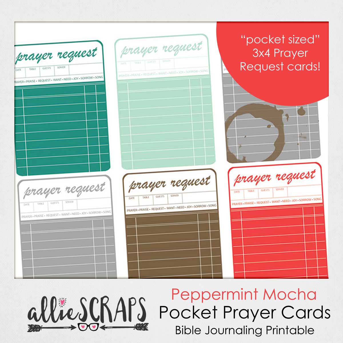 Peppermint Mocha | Pocket Prayers Card Printable - AllieScraps SHOP!