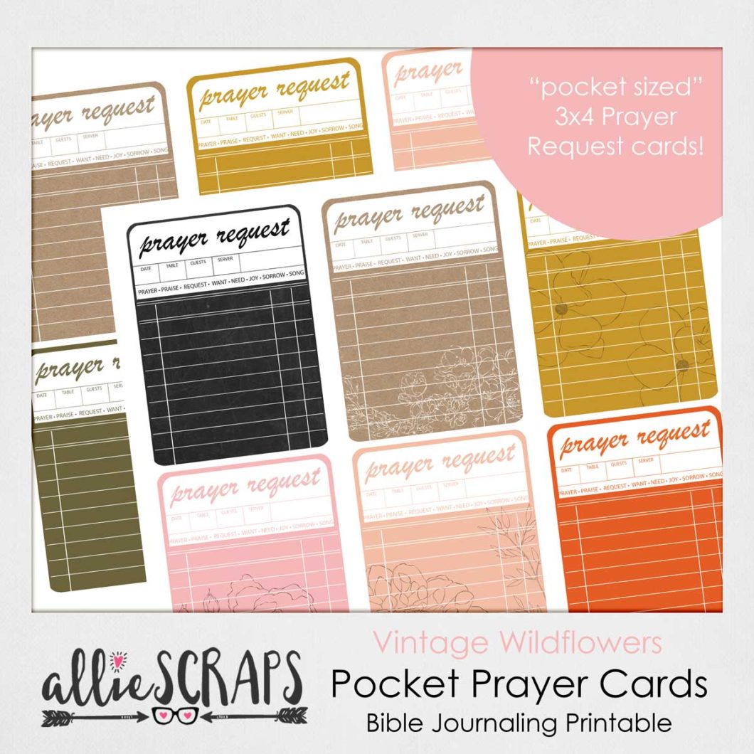 Vintage Wildflowers | Pocket Prayers Card Printable - AllieScraps SHOP!